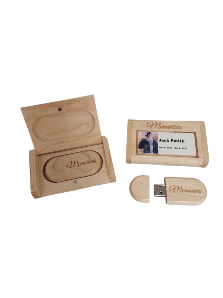 USB Drive Keepsake Maple Wood Box With Personalized Rounded Laser ...